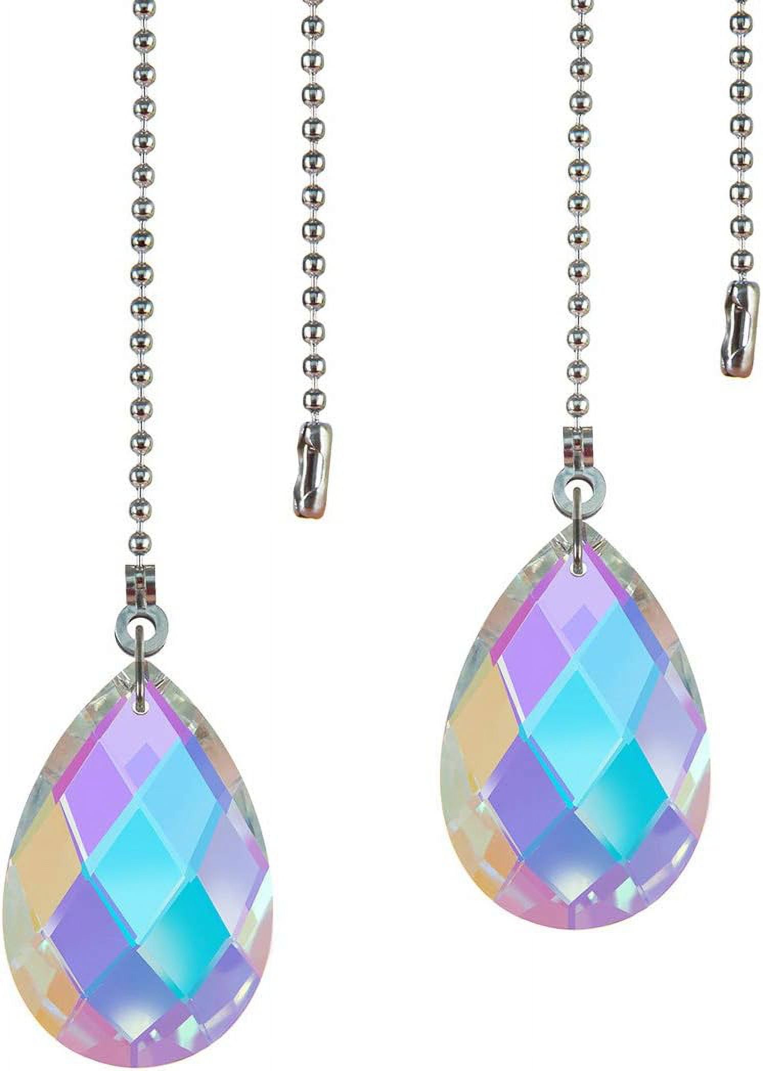 2 PCS Crystal Coating Ceiling Fan Pull Chain Extender Prisms Drop Gifts ...