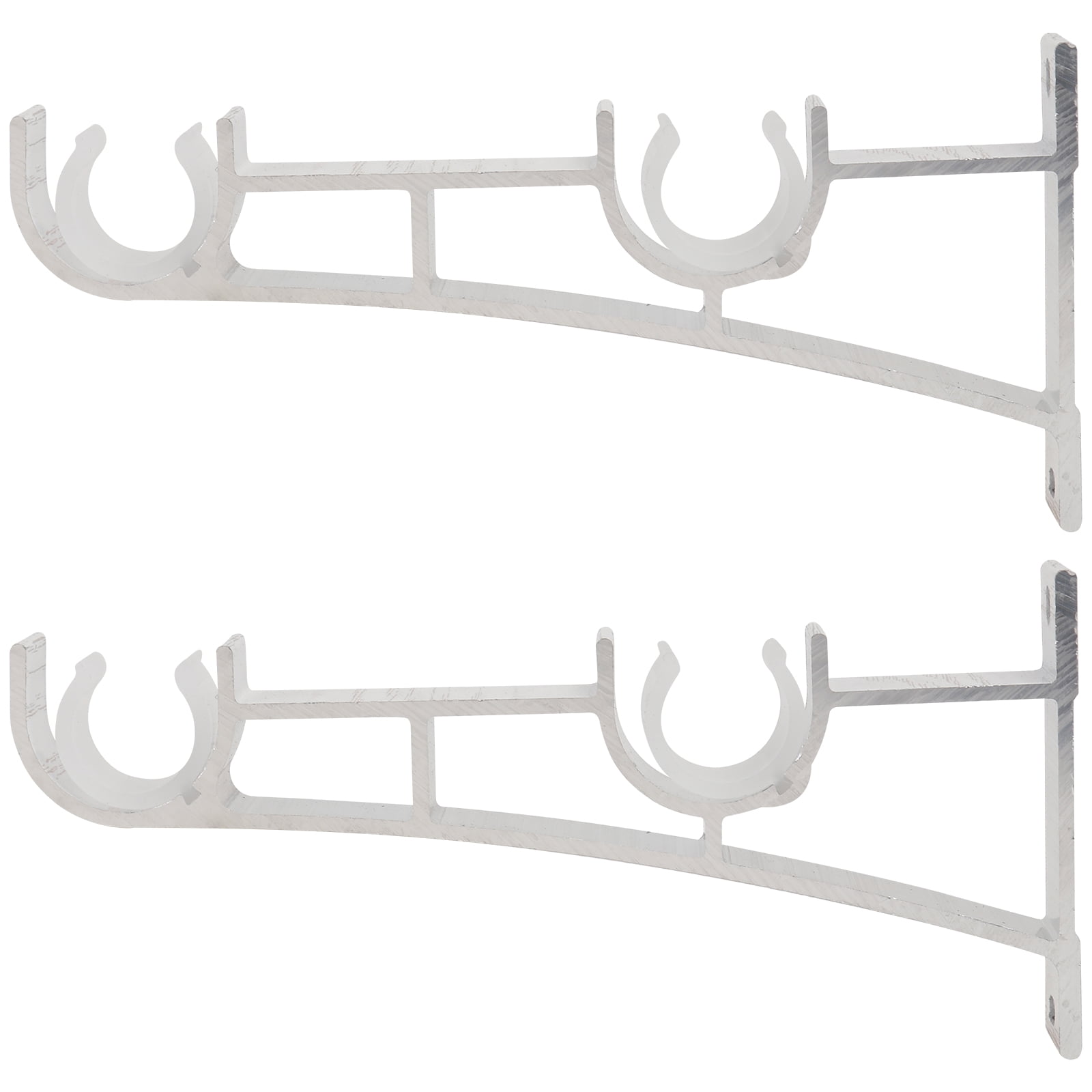2PCS White Aluminum Alloy Double Bracket Fish Type Curtain Rod Fittings ...