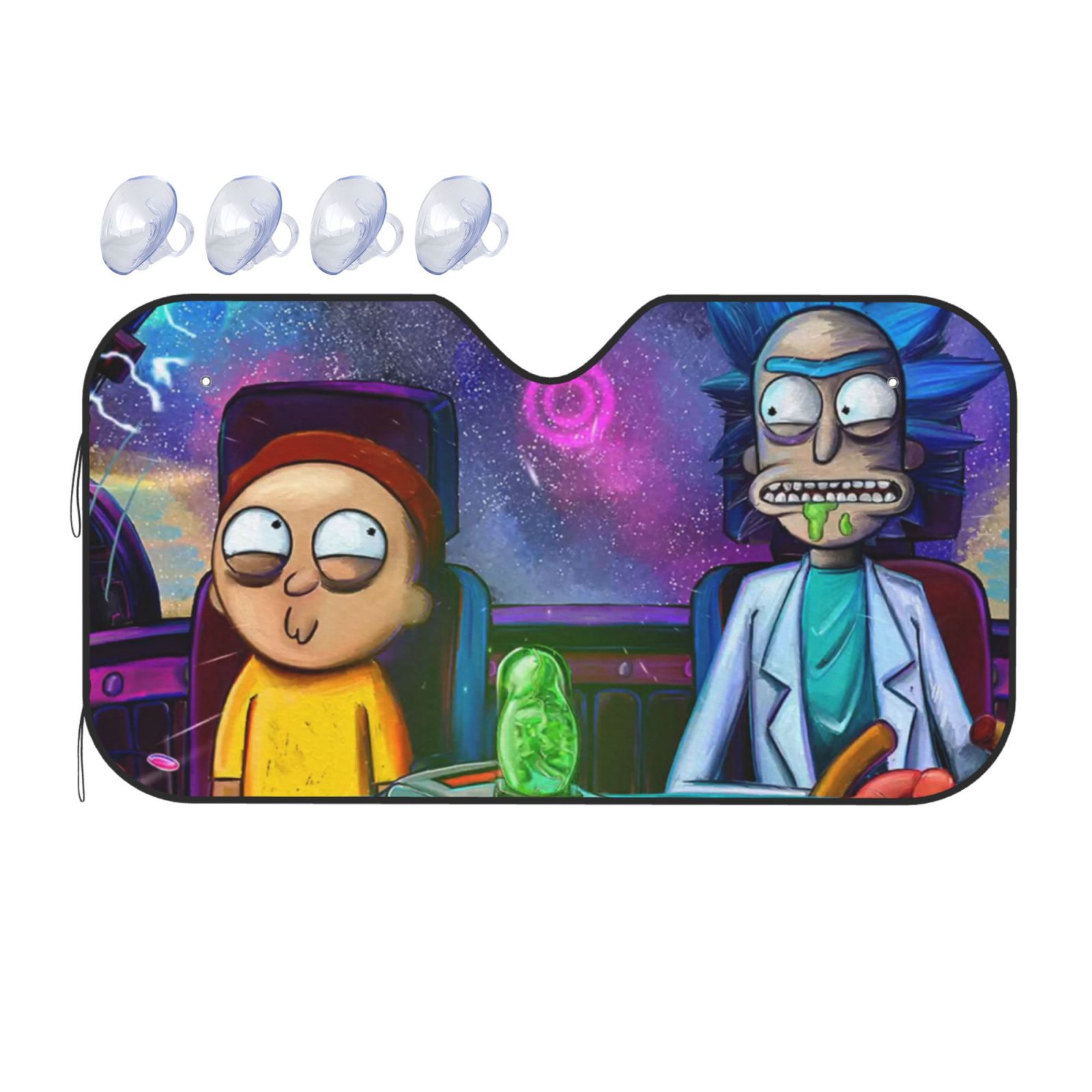 2 PCS Cute Anime Cartoon Rick And Morty Folding Car Visor Front Window ...