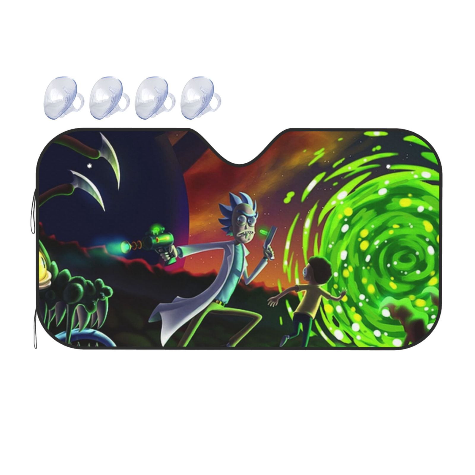 2 PCS Cute Anime Cartoon Rick And Morty Folding Car Visor Front Window ...
