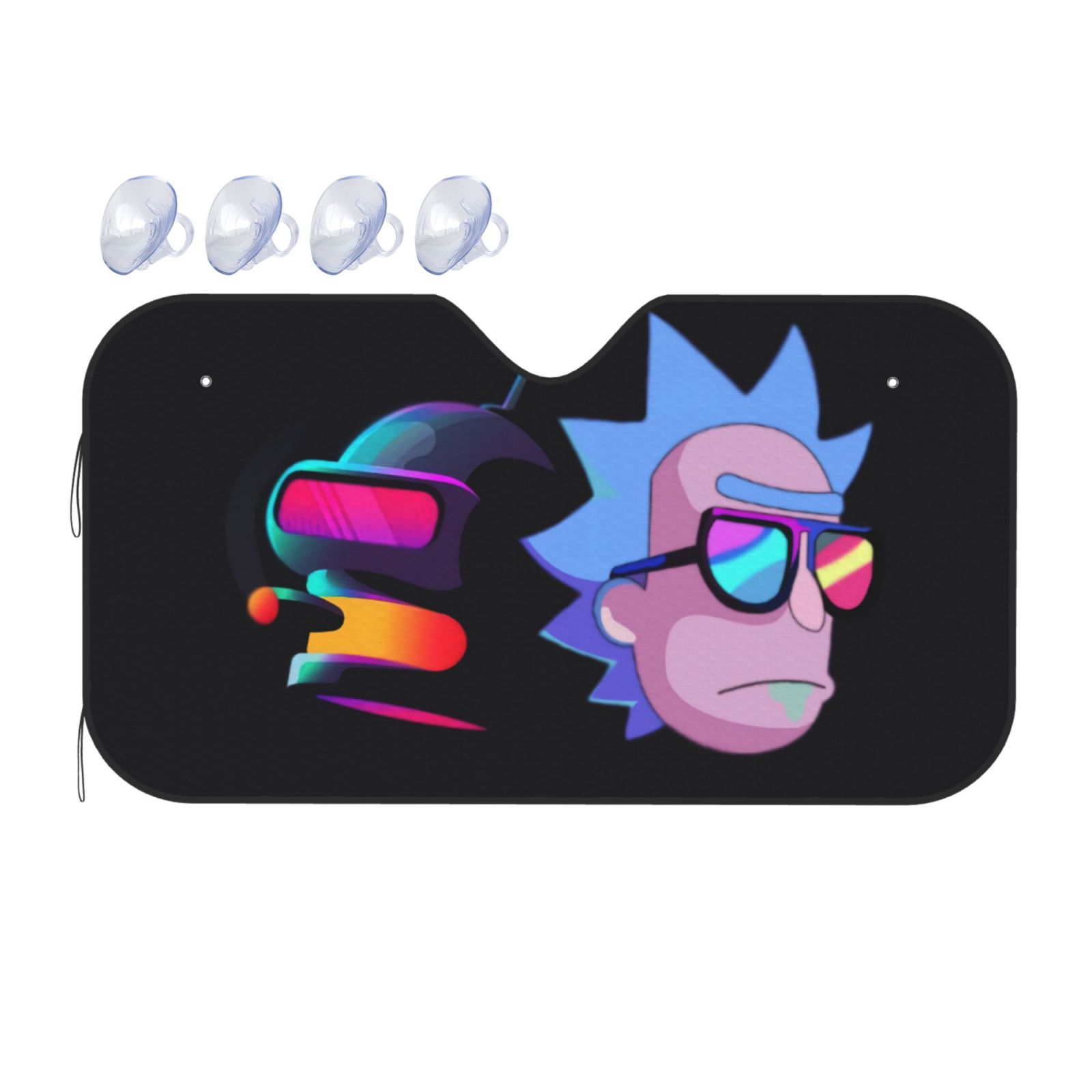 2 PCS Cute Anime Cartoon Rick And Morty Folding Car Visor Front Window ...