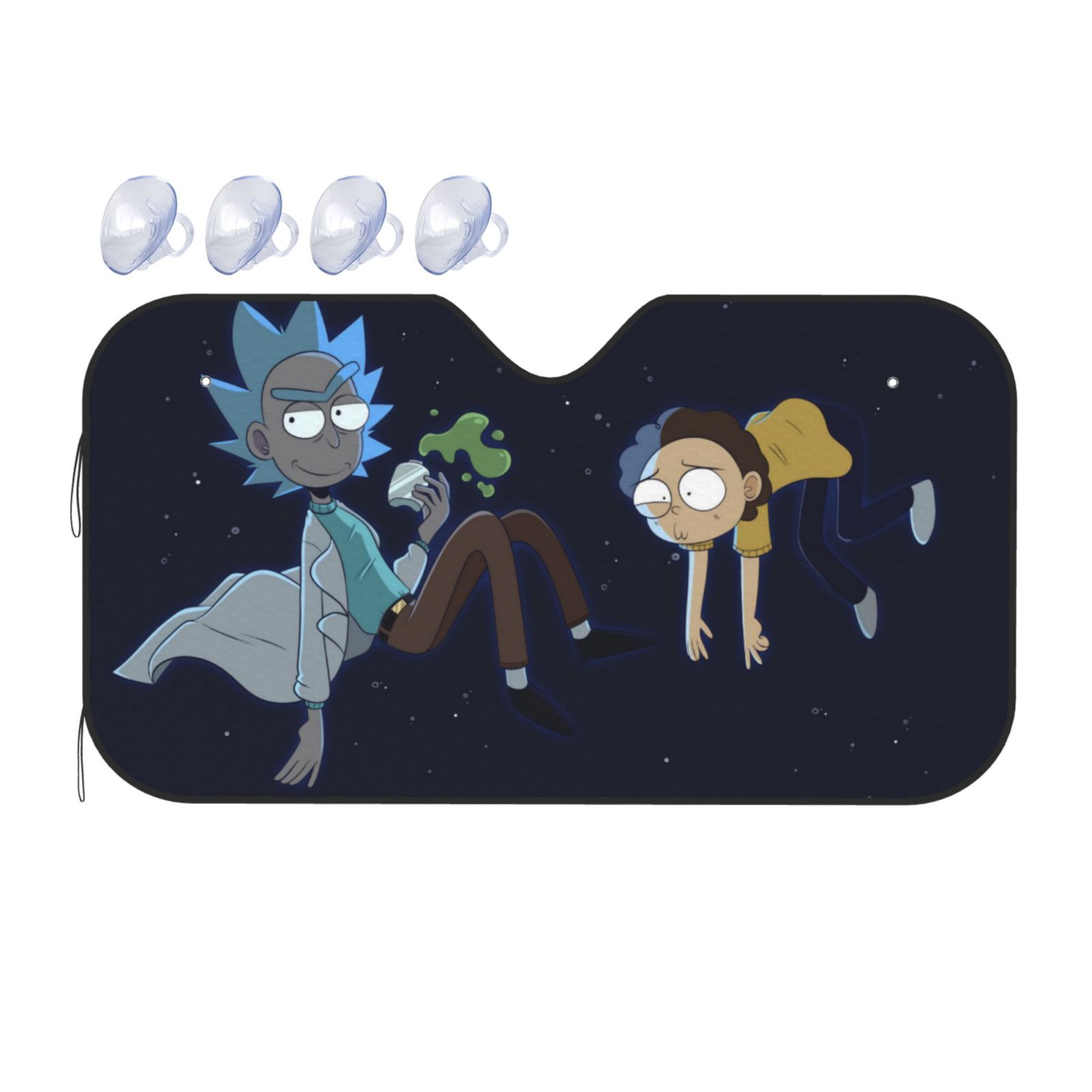 2 PCS Cute Anime Cartoon Rick And Morty Folding Car Visor Front Window ...