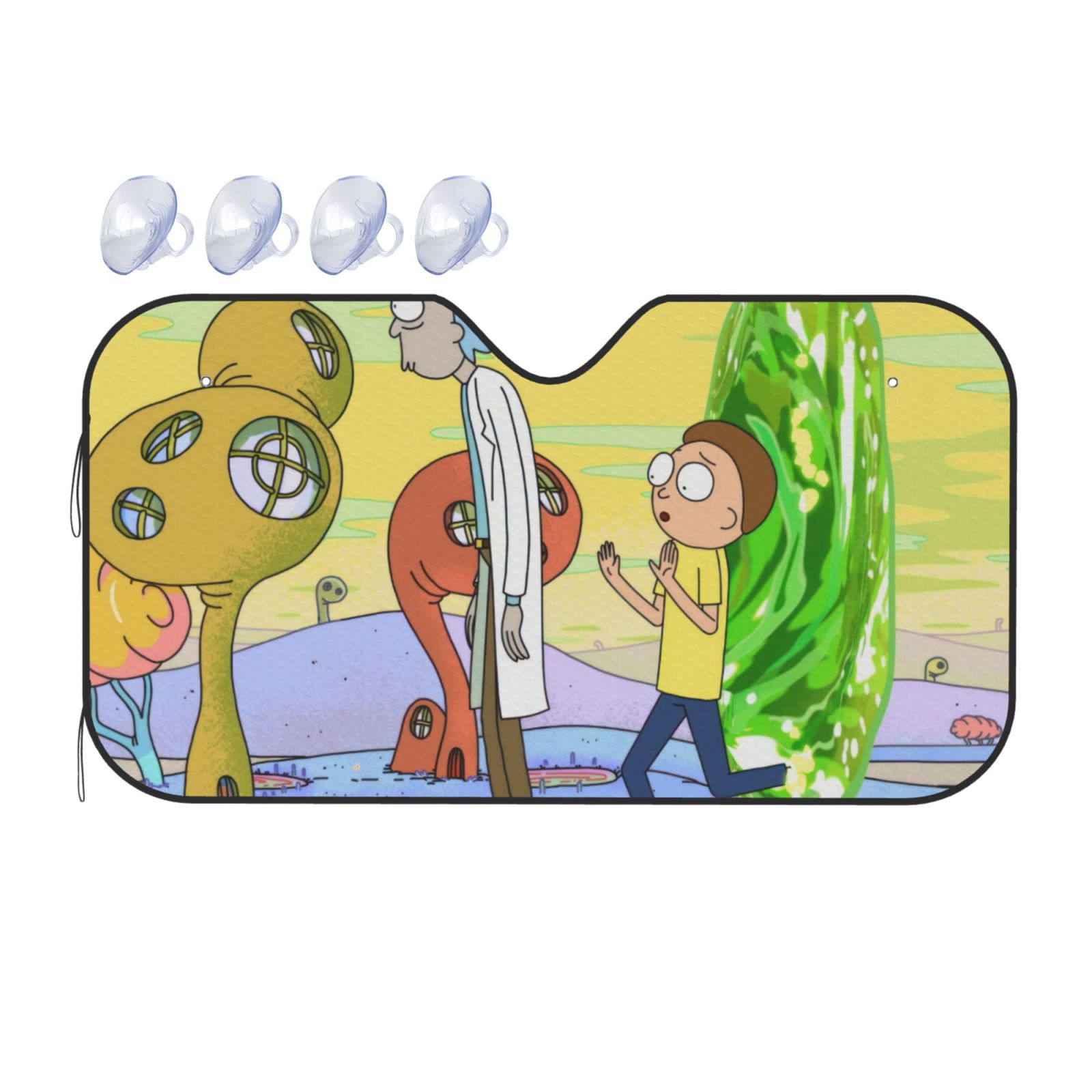 2 PCS Cute Anime Cartoon Rick And Morty Folding Car Visor Front Window ...