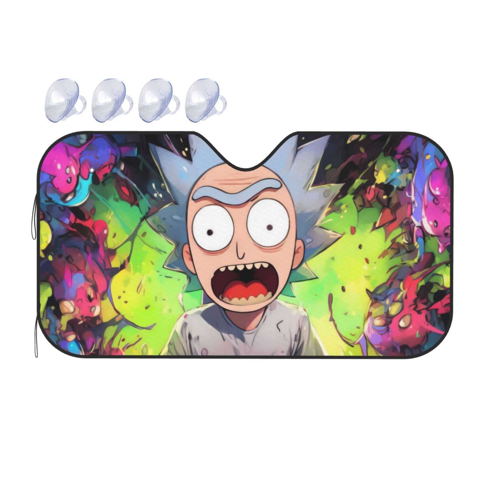 2 PCS Cute Anime Cartoon Rick And Morty Folding Car Visor Front Window ...