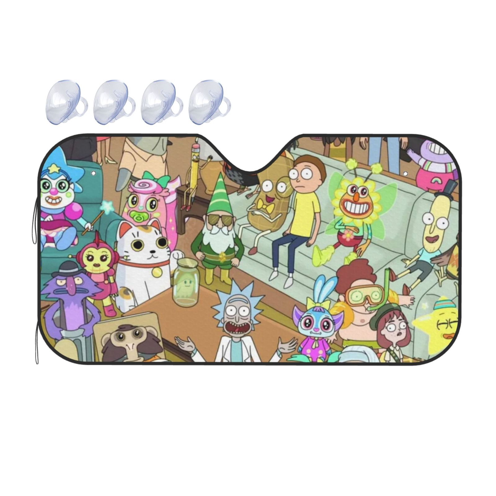 2 PCS Cute Anime Cartoon Rick And Morty Folding Car Visor Front Window ...