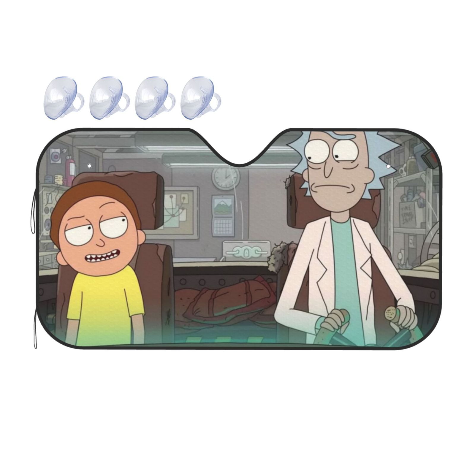 2 PCS Cute Anime Cartoon Rick And Morty Folding Car Visor Front Window ...