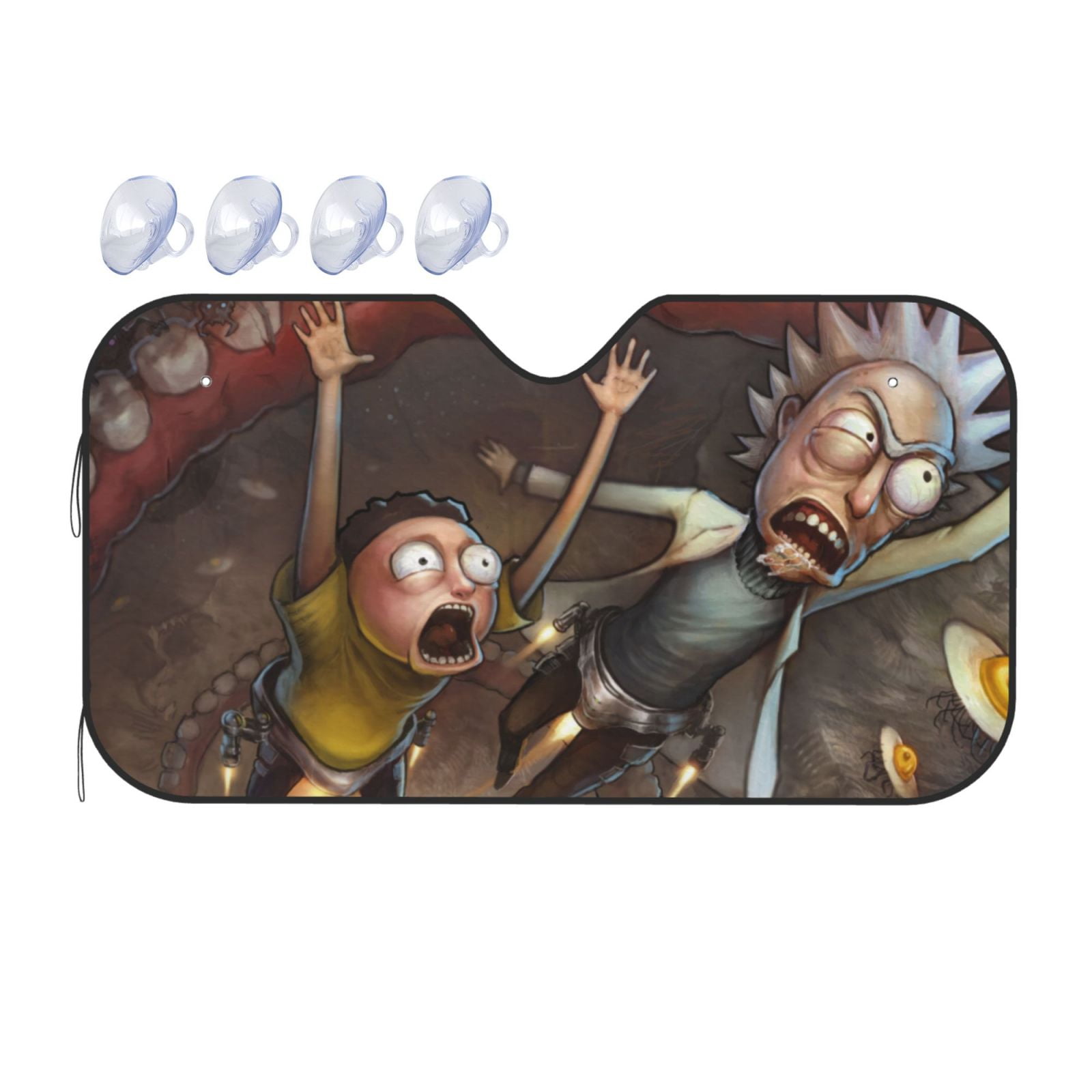 2 PCS Cute Anime Cartoon Rick And Morty Folding Car Visor Front Window ...