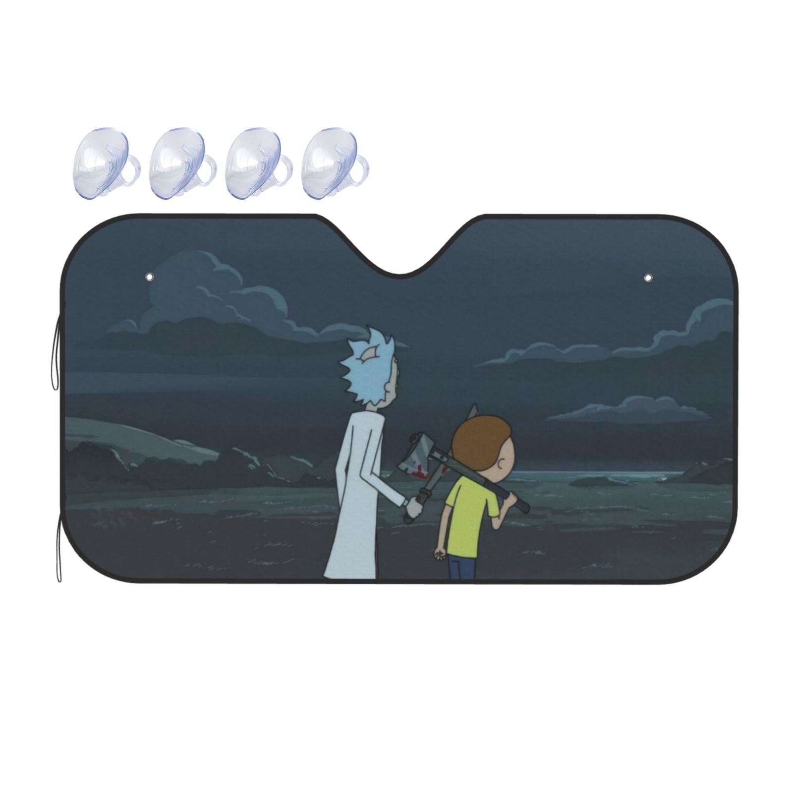 2 PCS Cute Anime Cartoon Rick And Morty Folding Car Visor Front Window ...