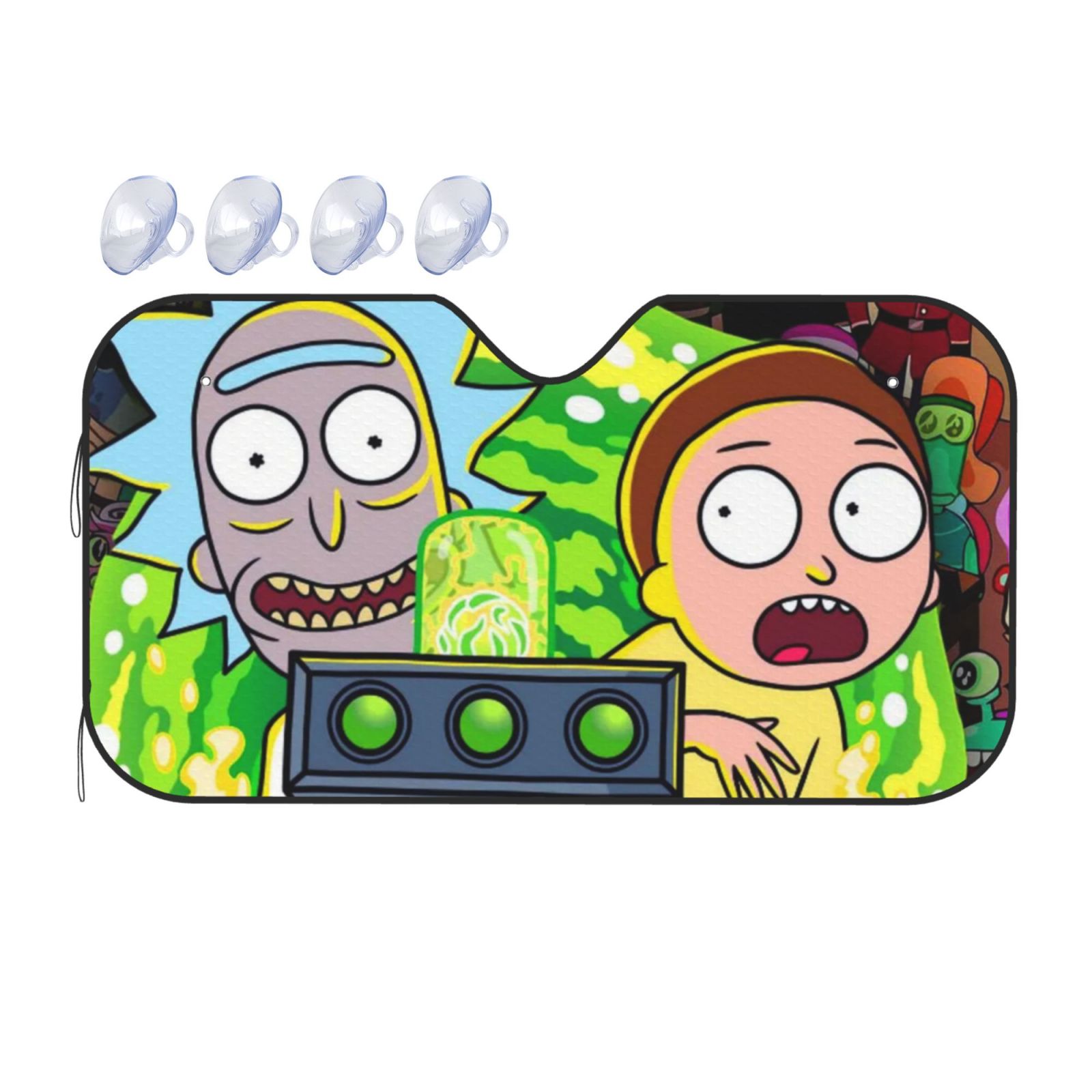 2 PCS Cute Anime Cartoon Rick And Morty Folding Car Visor Front Window ...