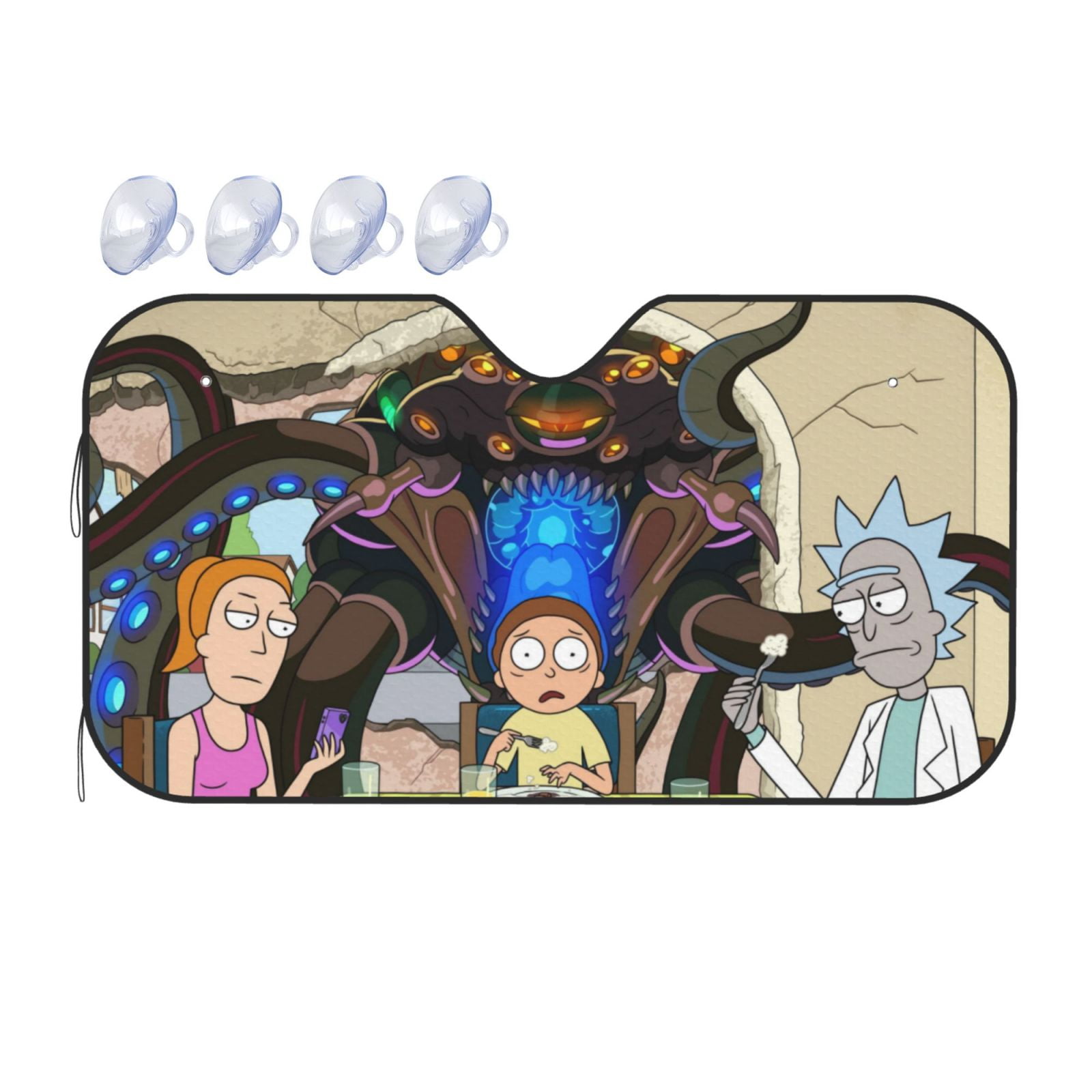 2 PCS Cute Anime Cartoon Rick And Morty Folding Car Visor Front Window ...