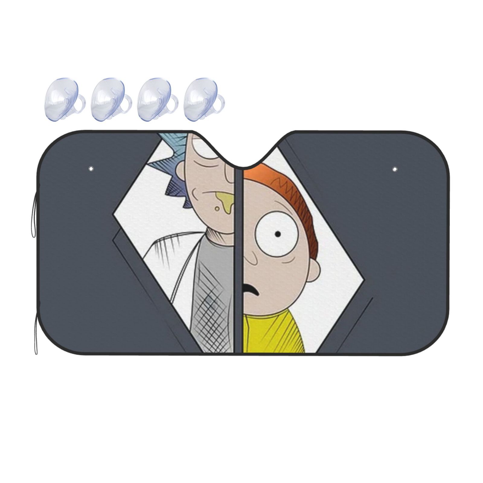 2 PCS Cute Anime Cartoon Rick And Morty Folding Car Visor Front Window ...