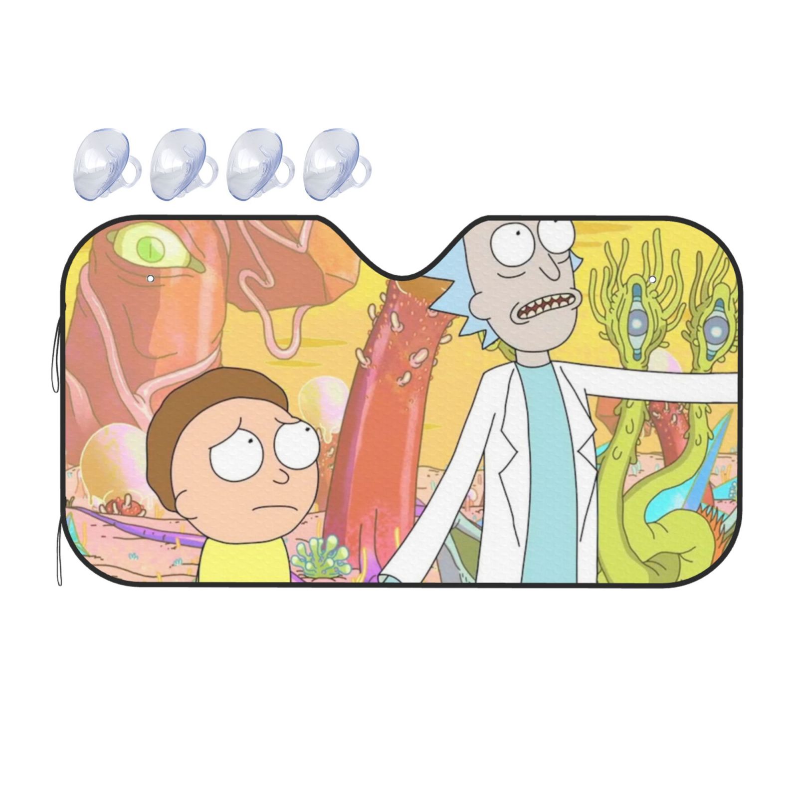 2 PCS Cute Anime Cartoon Rick And Morty Folding Car Visor Front Window ...