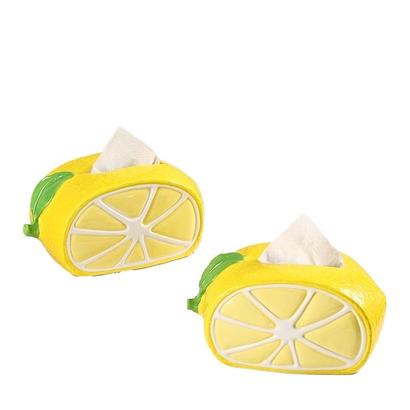 2 PCS Cute Cartoon Lemon Tissue Box - Creative Napkin Holder for Living ...