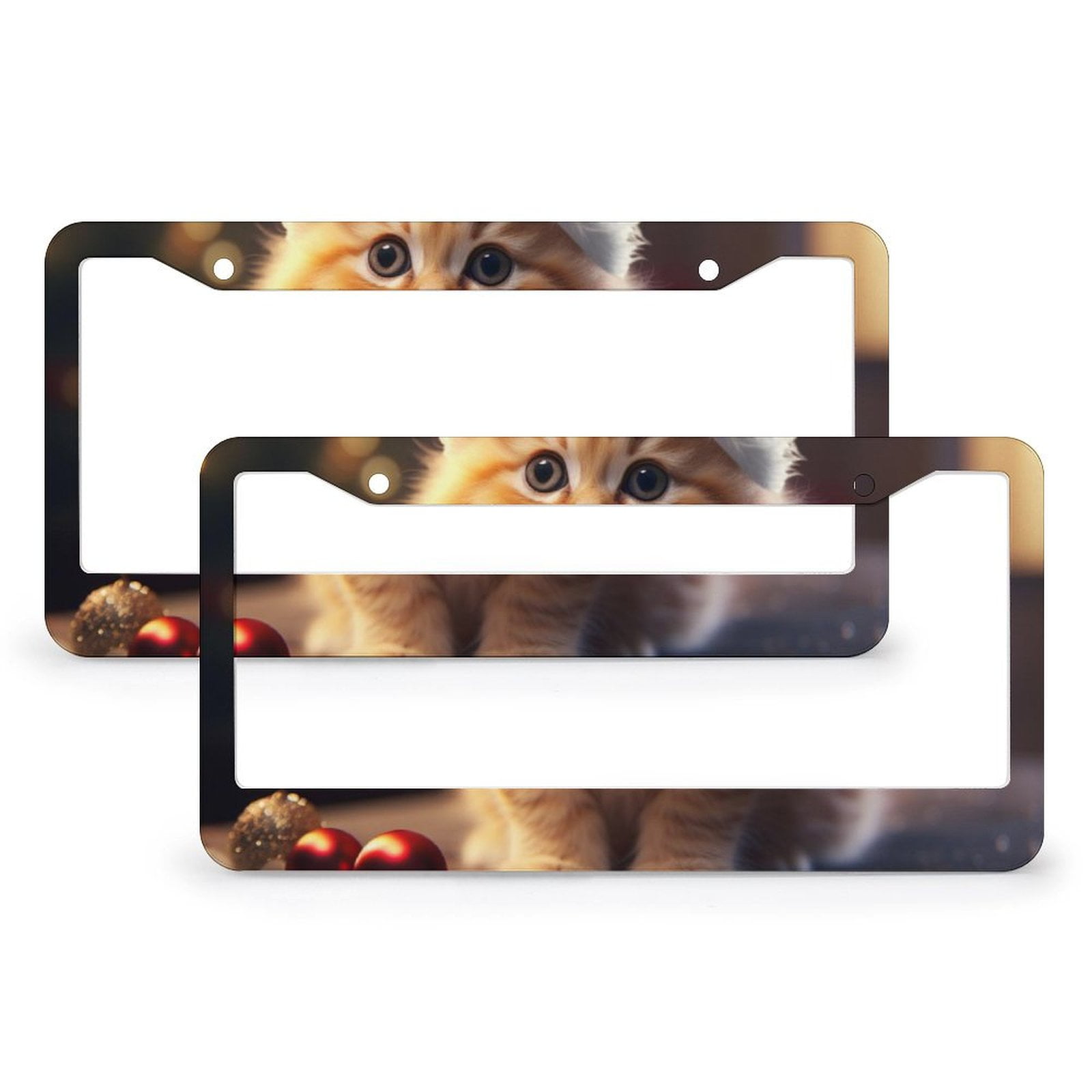 2 PCS Cute Christmas Cat Kitten Animal License Plate Cover Funny Cat ...