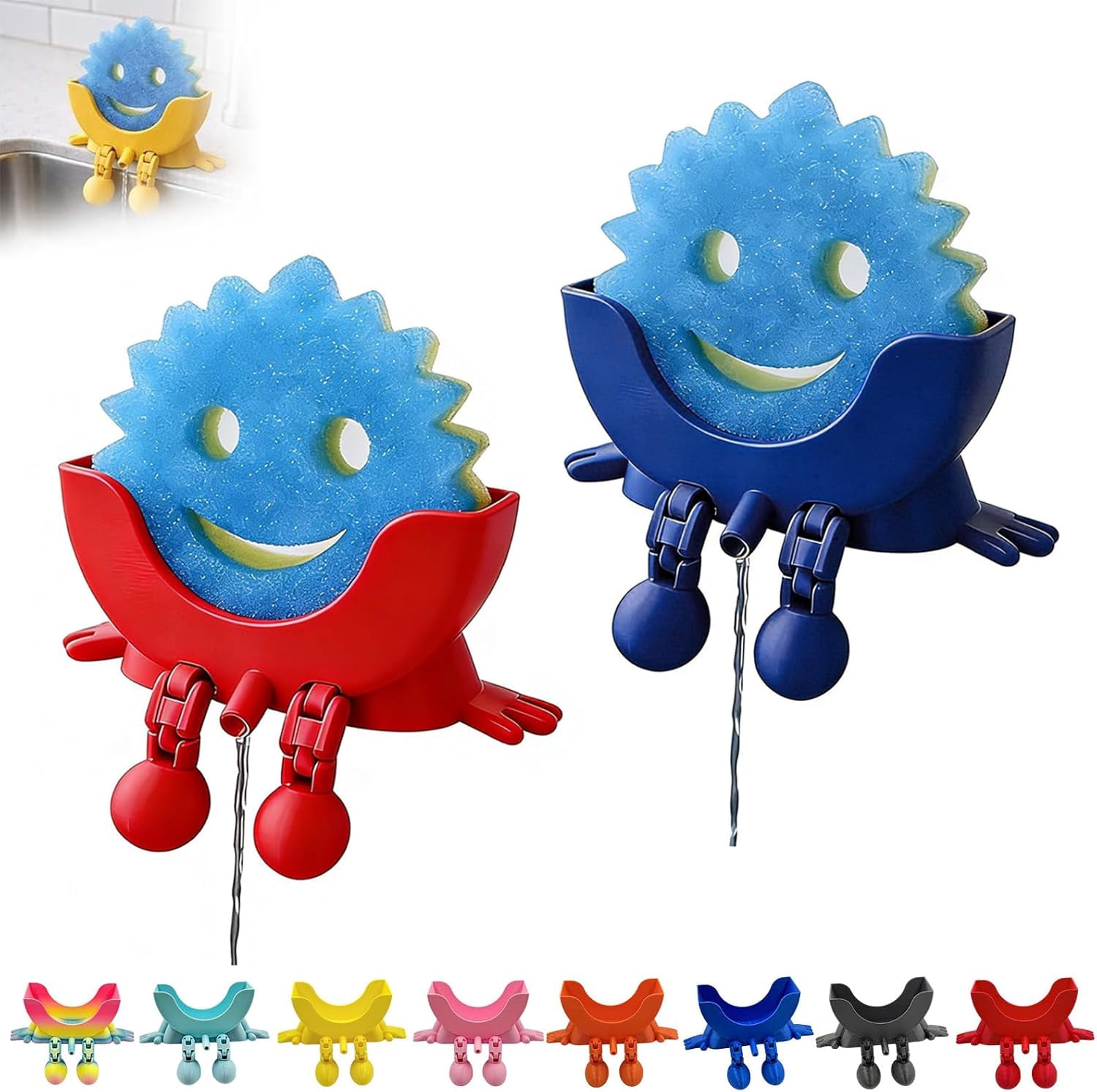 2 PCS Cute Hanging Sponge Holder with Drainage, 2026 New Sponge Holder ...