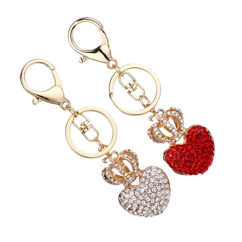 2 PCS Cute Keychain for Car Keys Heart Keychains Valentine's Day Lovers ...
