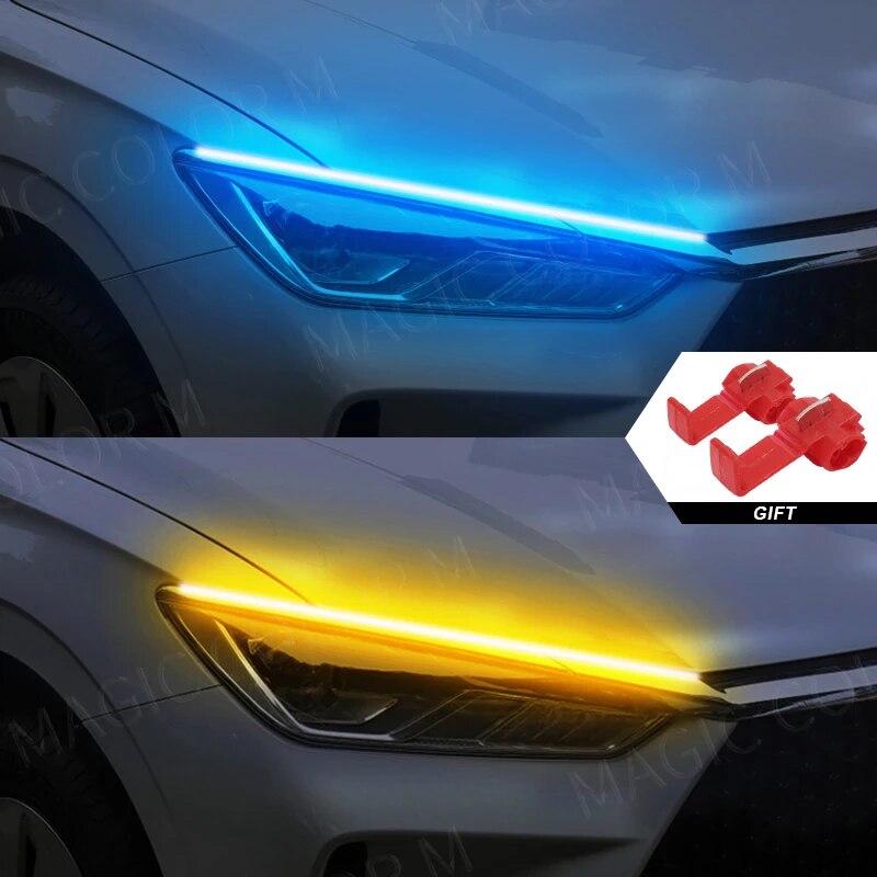2 PCS DRL Car Flexible LED Daytime Running Lights Turn Signal Lamp ...