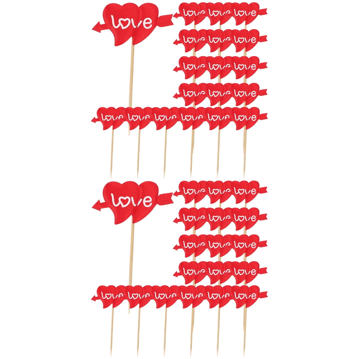 2 PCS Day Cake Decorating Add- Romantic Cake Toppers 10.5X5CM Red ...