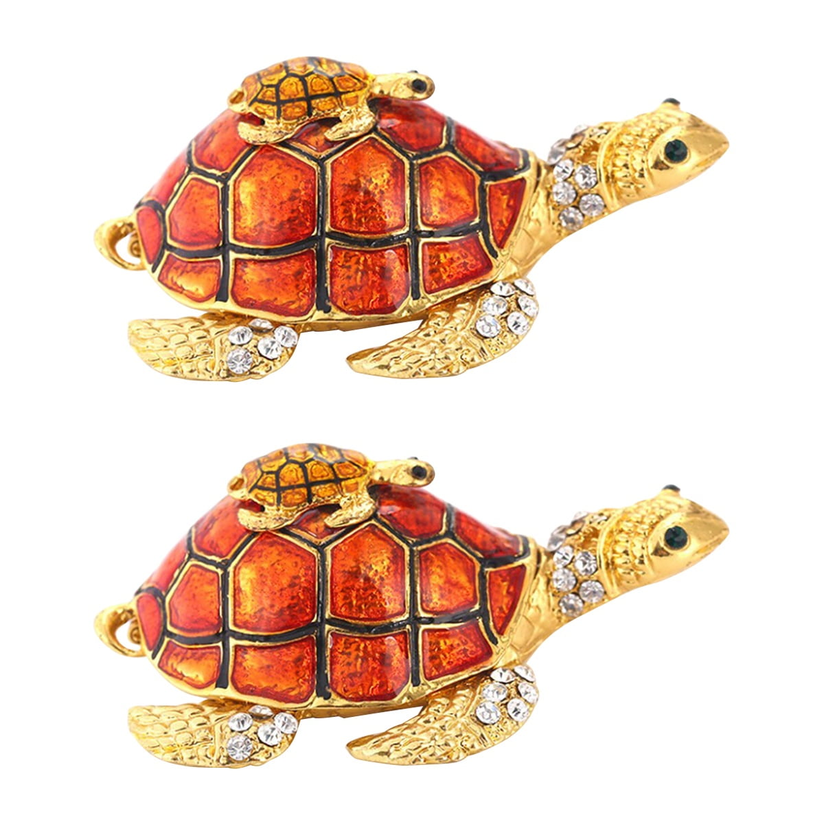 2 PCS Decoration Rhinestone Animal Figurines Funny Turtle Shaped ...