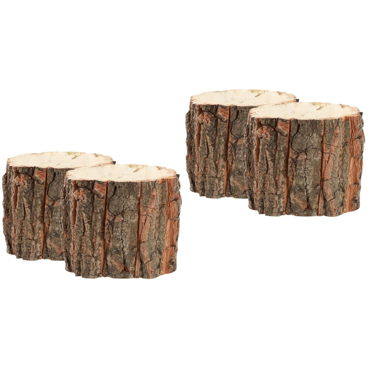 2 Pack Rustic Bark Bucket Planter Pots for Indoor Plants and Flowers ...
