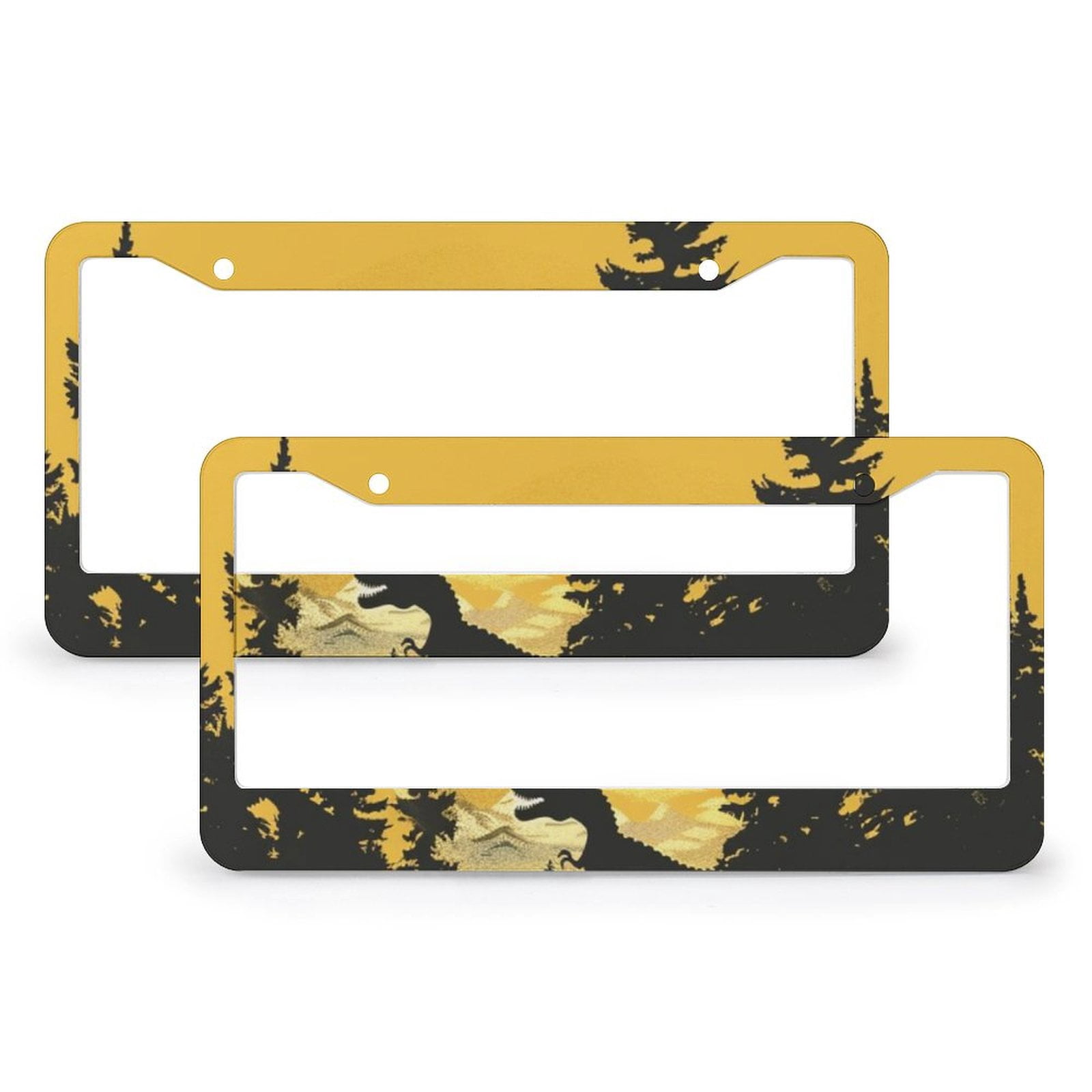 2 PCS Dinosaur Trailer License Plate Frames Camper Trailer Campfire Car ...