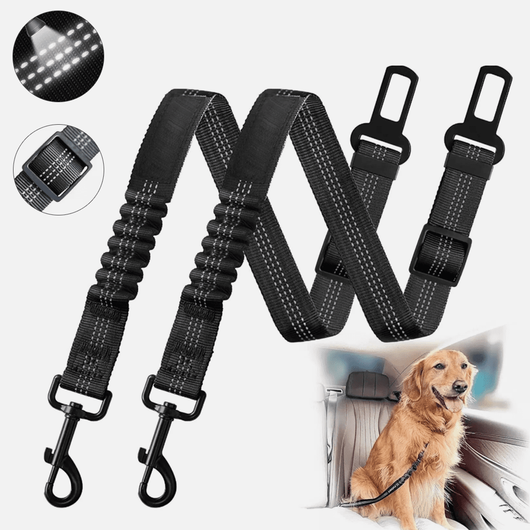 2 PCS Dog Car Seat Belts with Elastic Cushioning - Pet Travel Safety ...