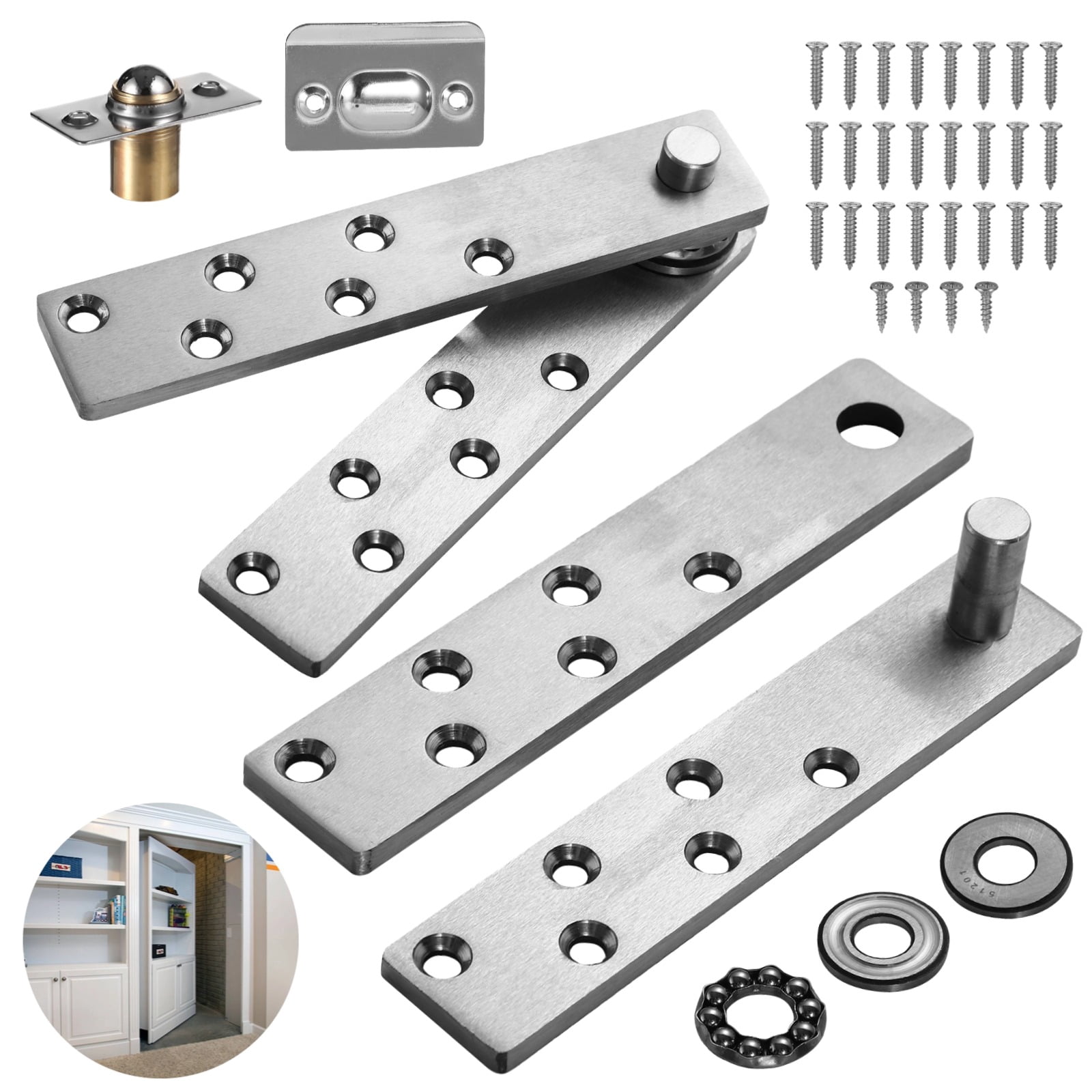 2 PCS Door Pivot Hinges, Heavy Duty Pivot Hinge, Stainless Steel Hidden ...