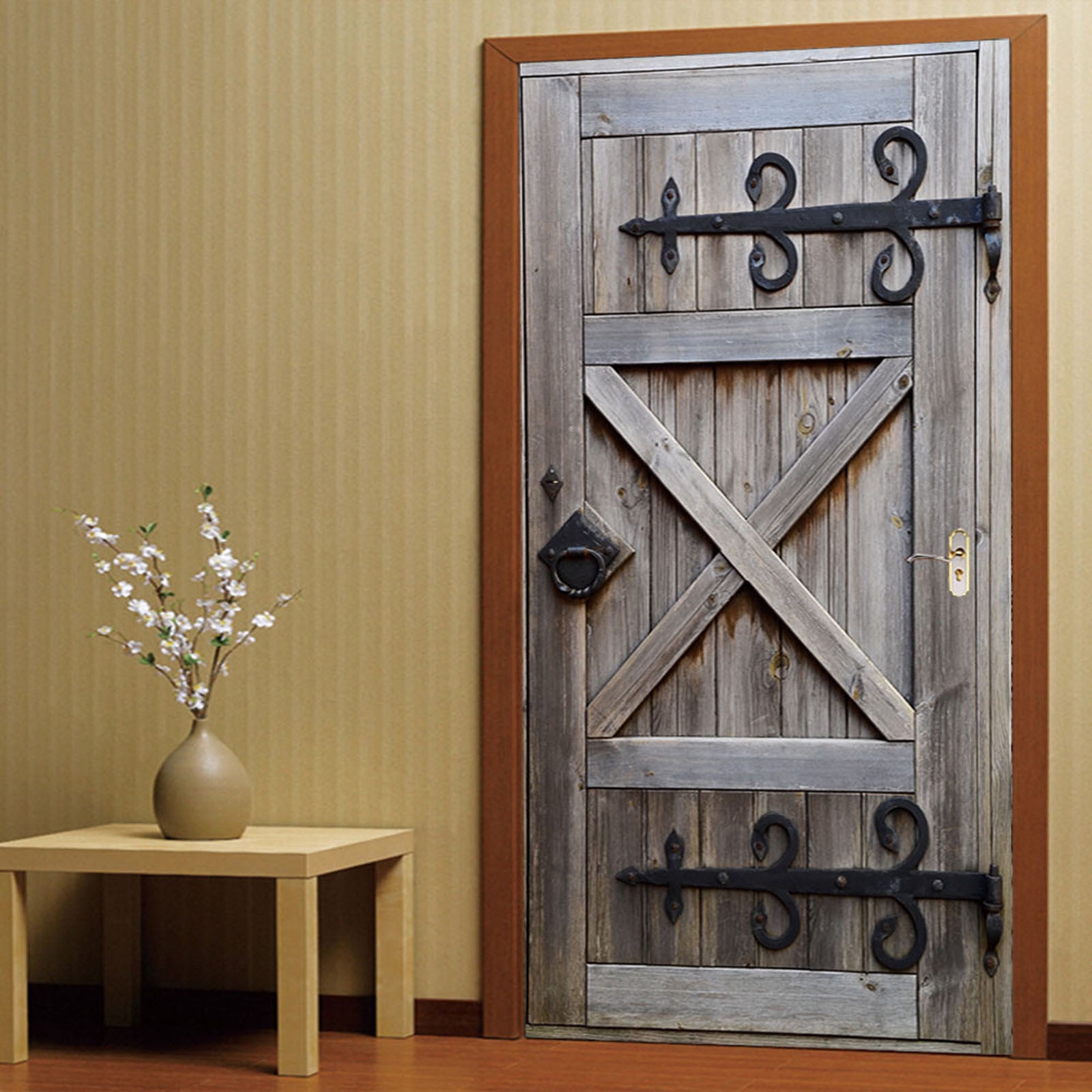 2 PCS Door Stickers Murals Peel and Stick - Wooden door - Door ...