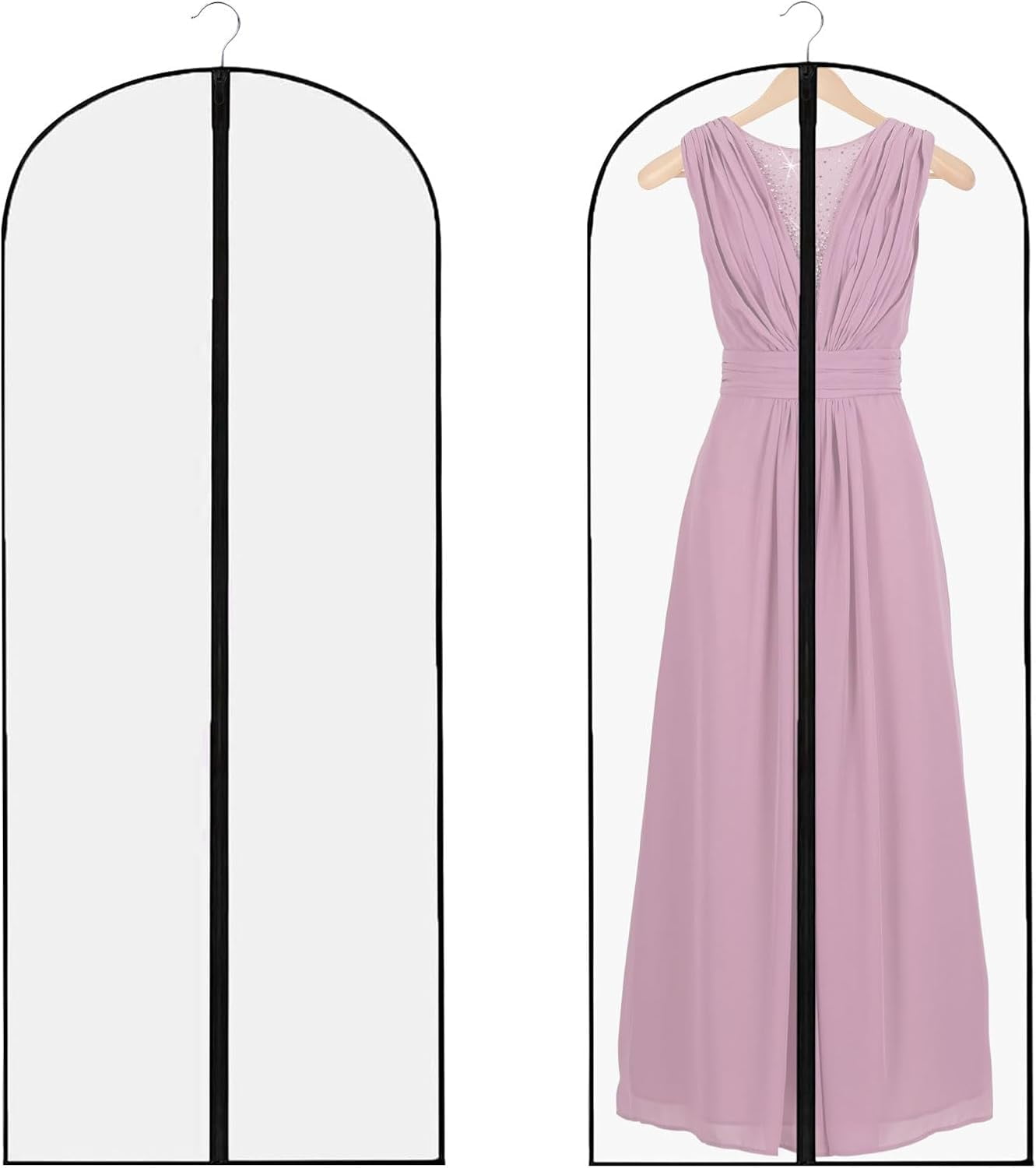 2 PCS Dress Bags Covers Long,Garment Covers Translucent with Zip ...