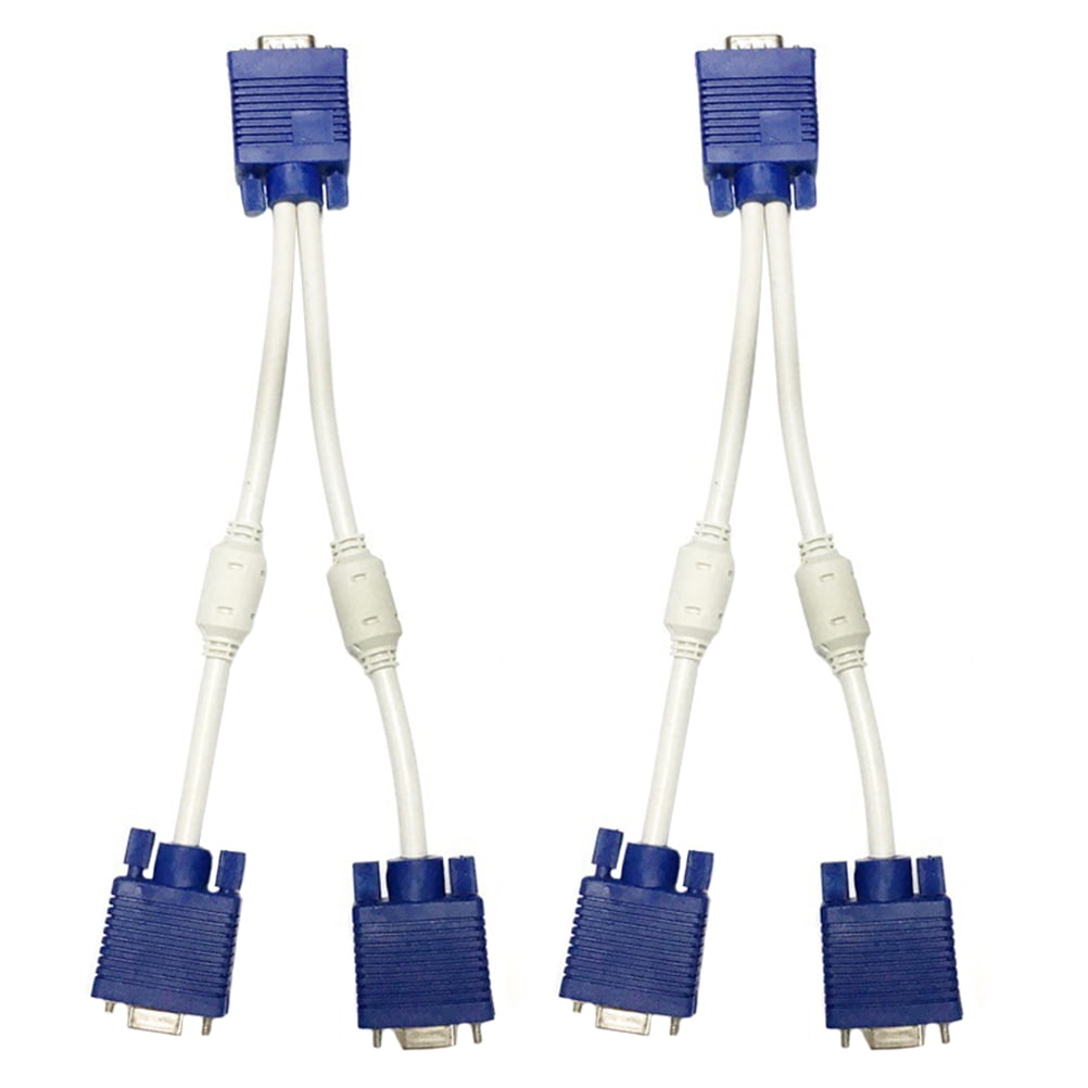 2 PCS Dual Monitor Stand VGA One Divided into Two Cable Out Adapter ...