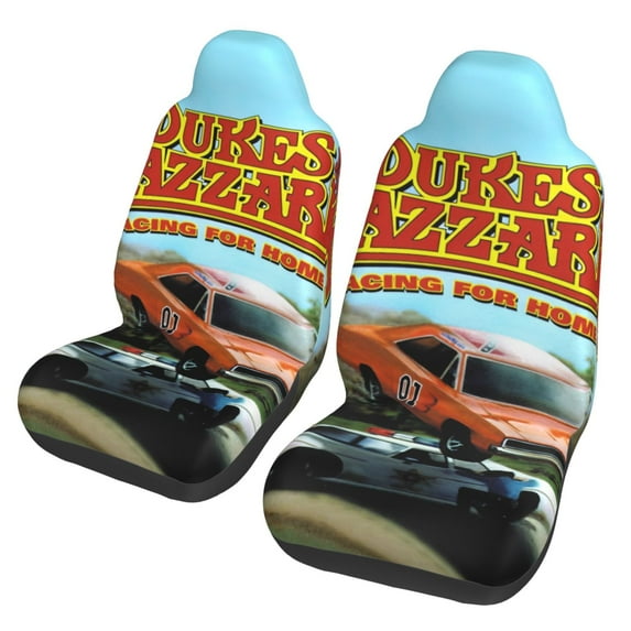 2 PCS Dukes Orange Car Haz-zard Car Seat Covers Cartoon Car Interior ...
