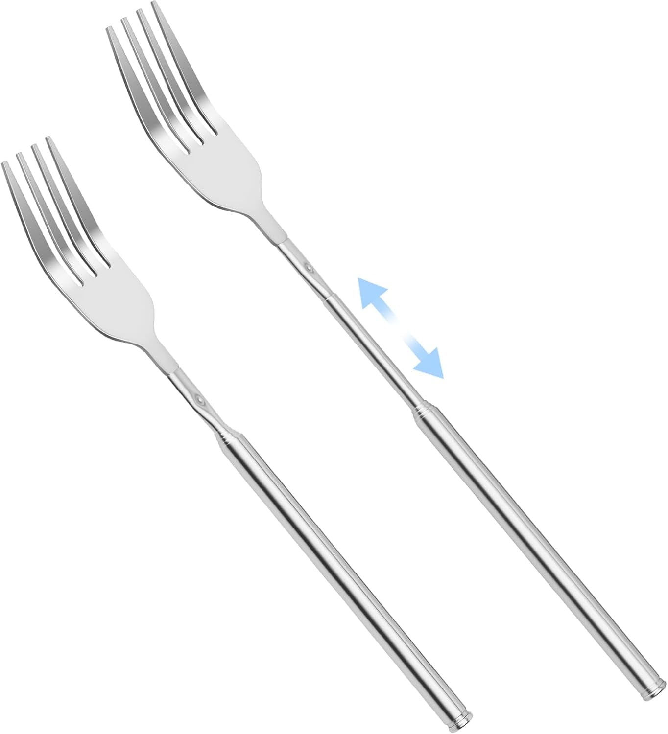 2 PCS Extendable Fork, Telescopic Stainless Steel Fork Set, Expandable ...