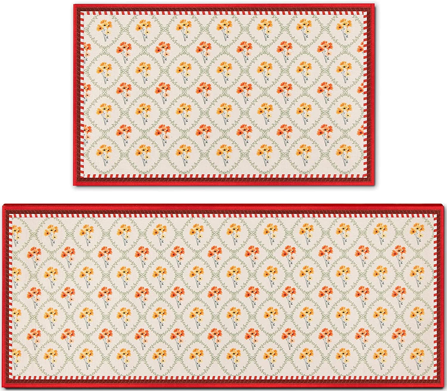 2 PCS Farmhouse Kitchen Mats and Rug Set- Vintage Water Absorb ...