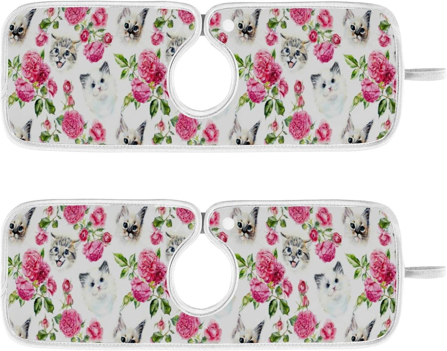 2 PCS Faucet Splash Catcher, 30"x5" Cats Roses Flower Spring Summer ...