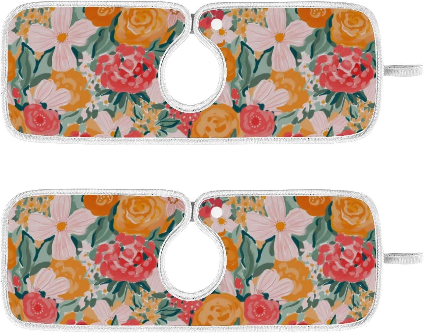 2 PCS Faucet Splash Catcher, 30"x5" Floral Pattern Flower Green Leaves ...