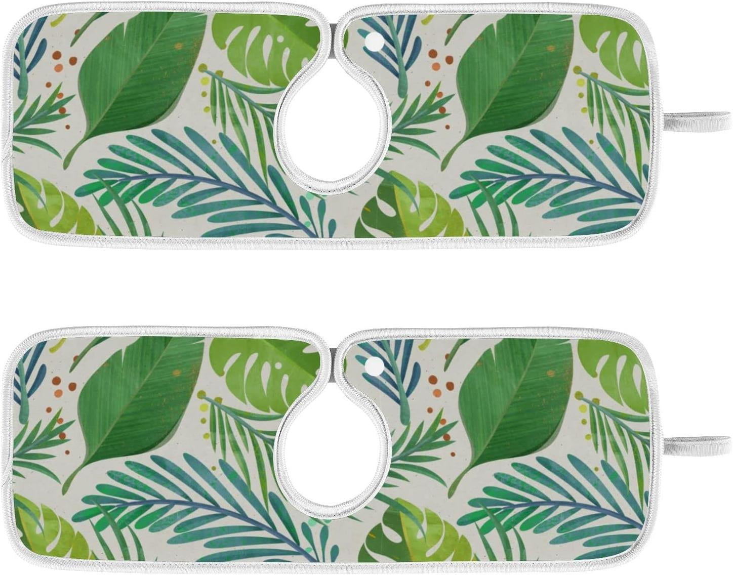 2 PCS Faucet Splash Catcher, 30"x5" Jungle Leaf Pattern Tropical Plants ...