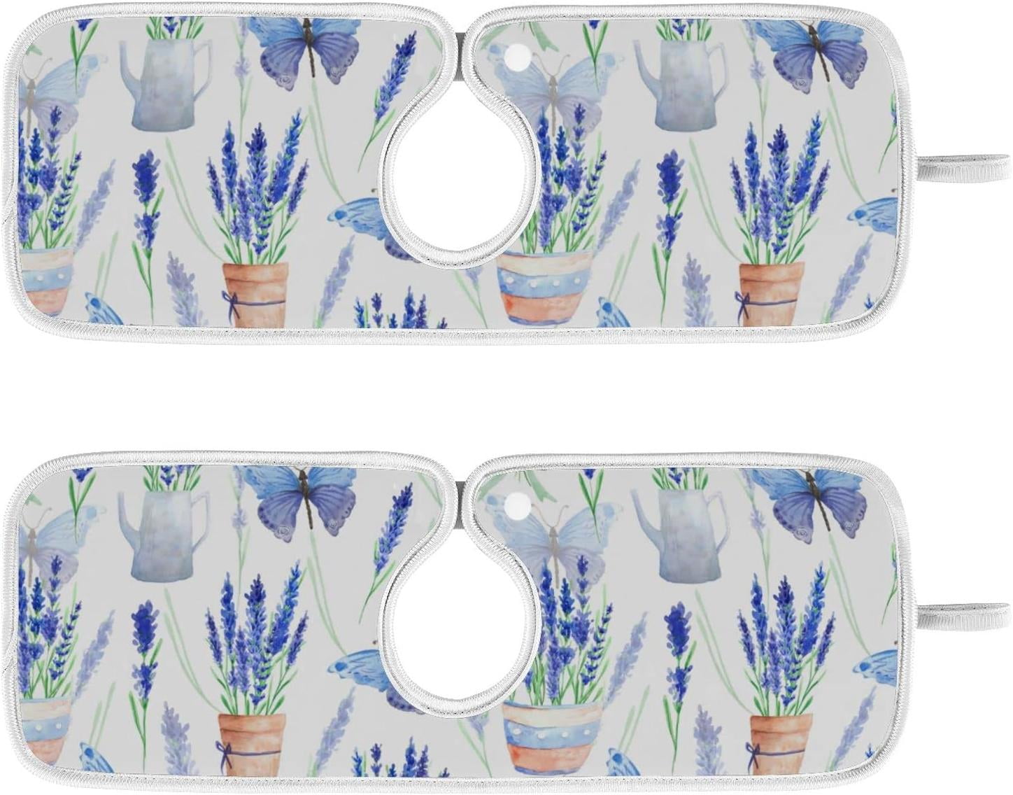 2 PCS Faucet Splash Catcher, 30"x5" Watercolor Lavender Flowers ...