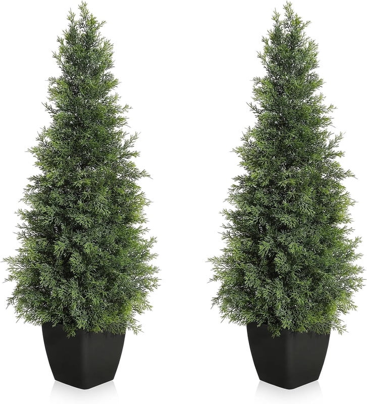 2 PCS Faux Cedar Tree, Outdoors UV Protection Faux Cedar Tree Pine Tree ...