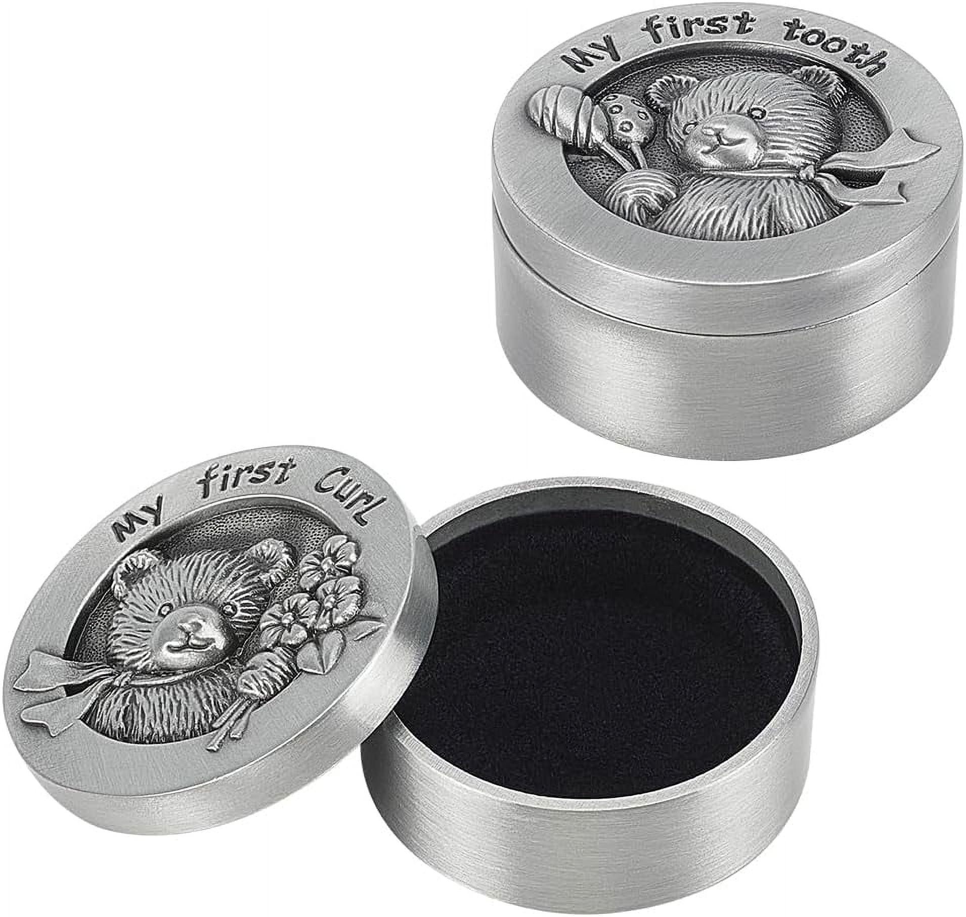 2 PCS My First Curl Tooth Bear Keepsake Box - 1.3inch Inner Size Silver ...