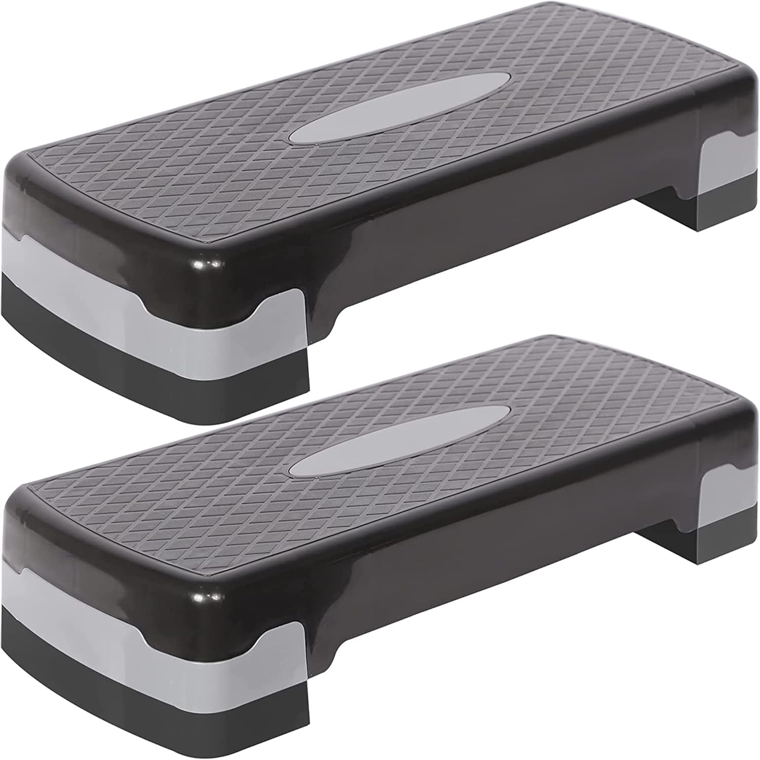 2 PCS Fitness Aerobic Step Platform Trainer 4''-6'' Height Adjustable ...