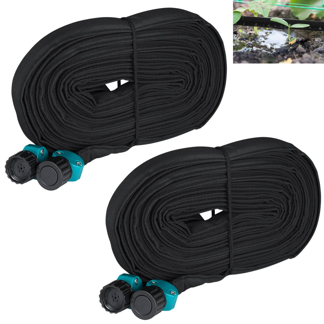 2 PCS Flat Soaker Hoses, 50 FT Consistent Drip Irrigation Hose, G3/4 ...
