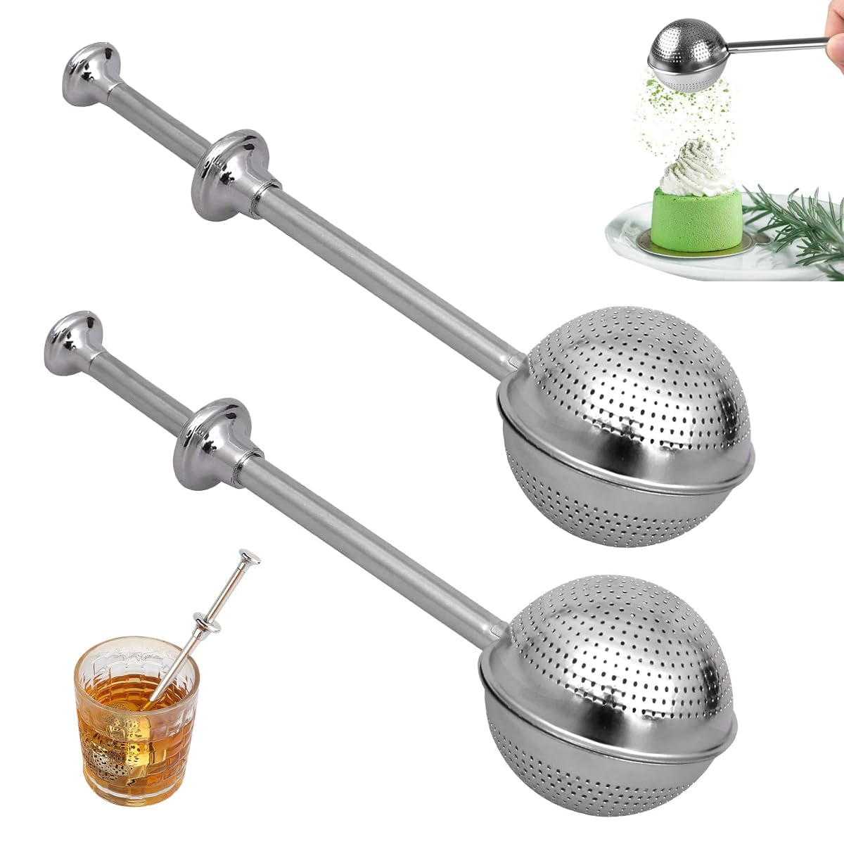 2 PCS Flour Sifter, Loose Tea Diffuser Portable Tea Strainer with ...