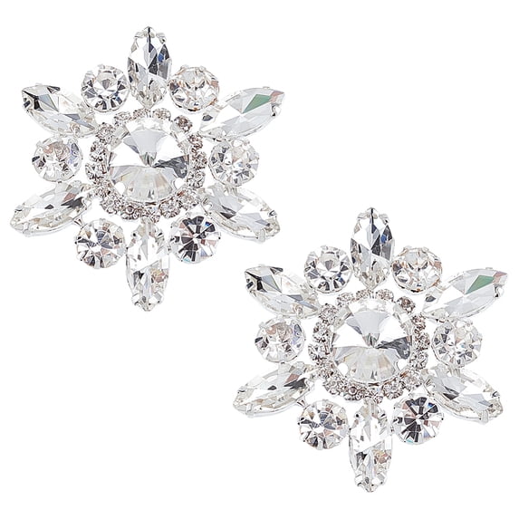 2 PCS Flower Rhinstone Applique Color Alloy Flower Rhinestone Appliques ...