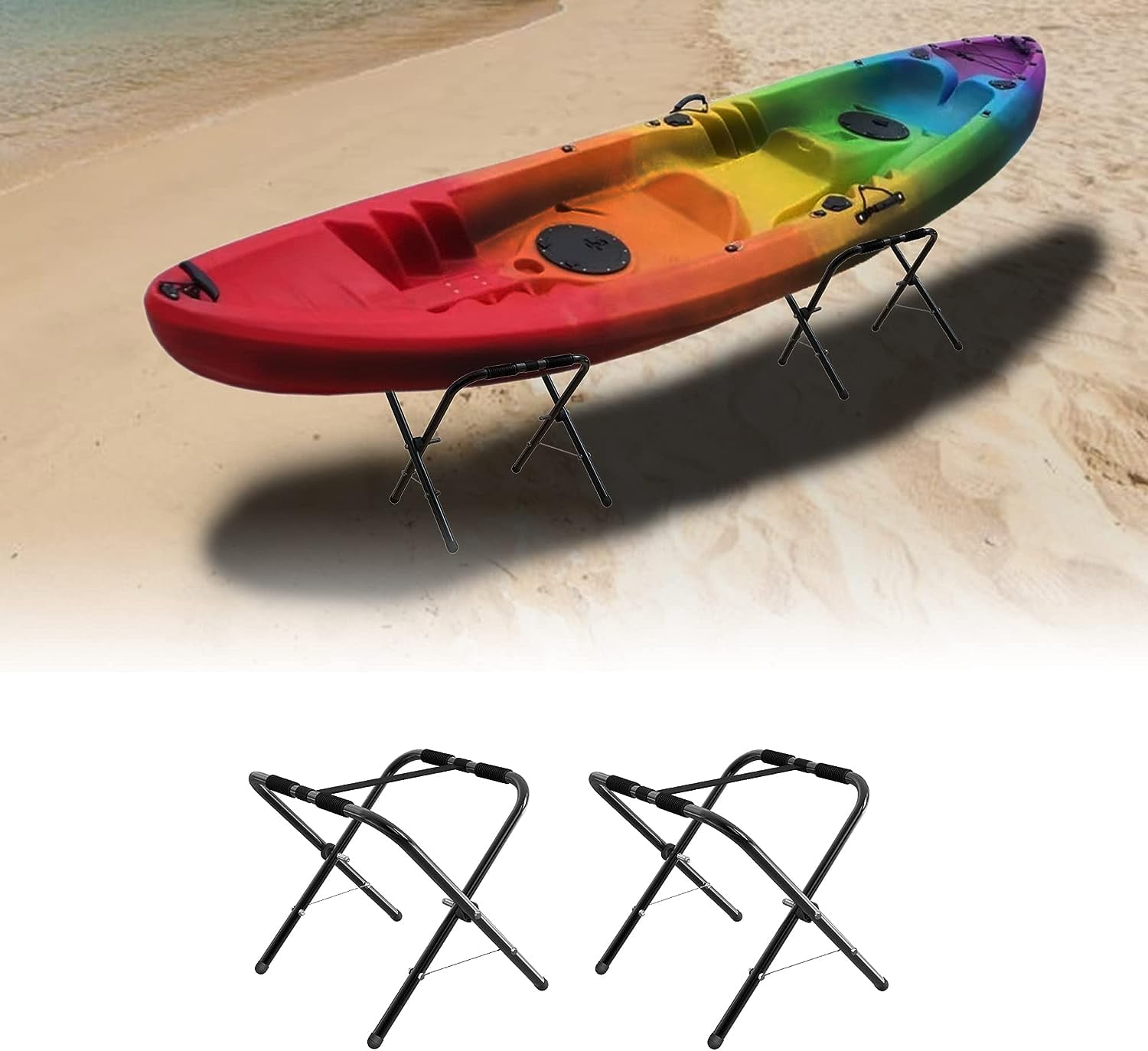 2 PCS Folding Freestanding Kayak Stand Canoe Boat Paddleboard Ski Board ...
