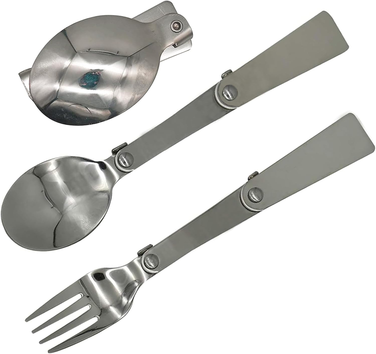 2 PCS Folding Spoon and Fork SUS 18/10（304）Stainless Steel Spork ...