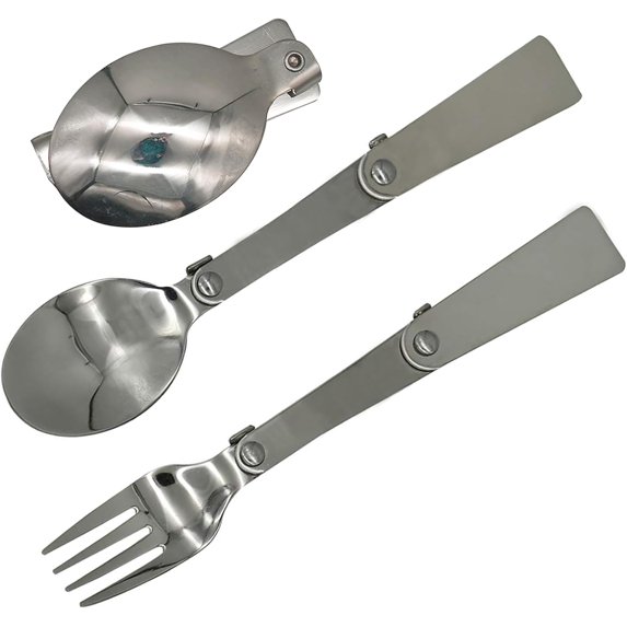2 PCS Folding Spoon and Fork SUS 18/10（304）Stainless Steel Spork ...