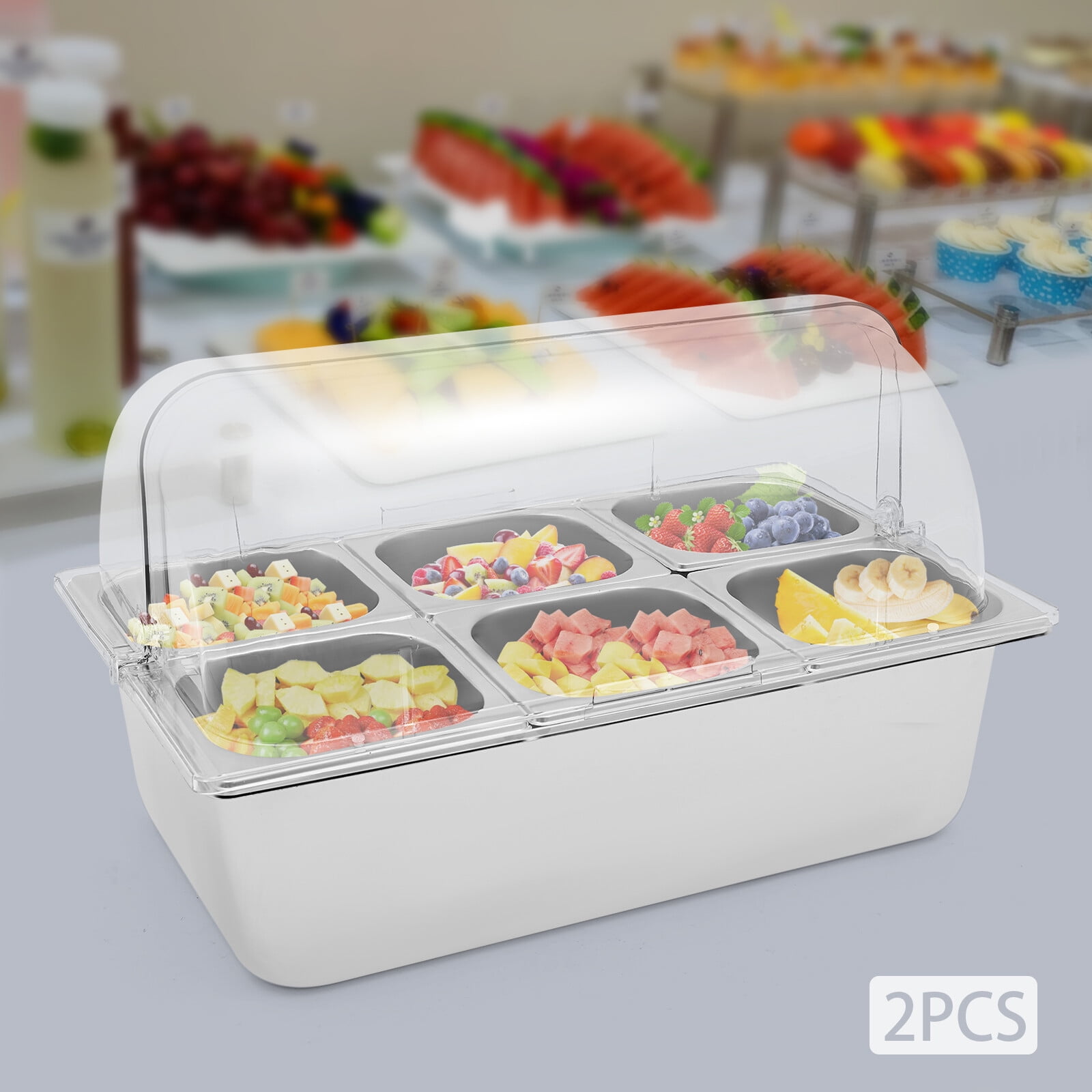 2 PCS Food Serving Containers, Flip Top Serving Container with Lid & 12 ...