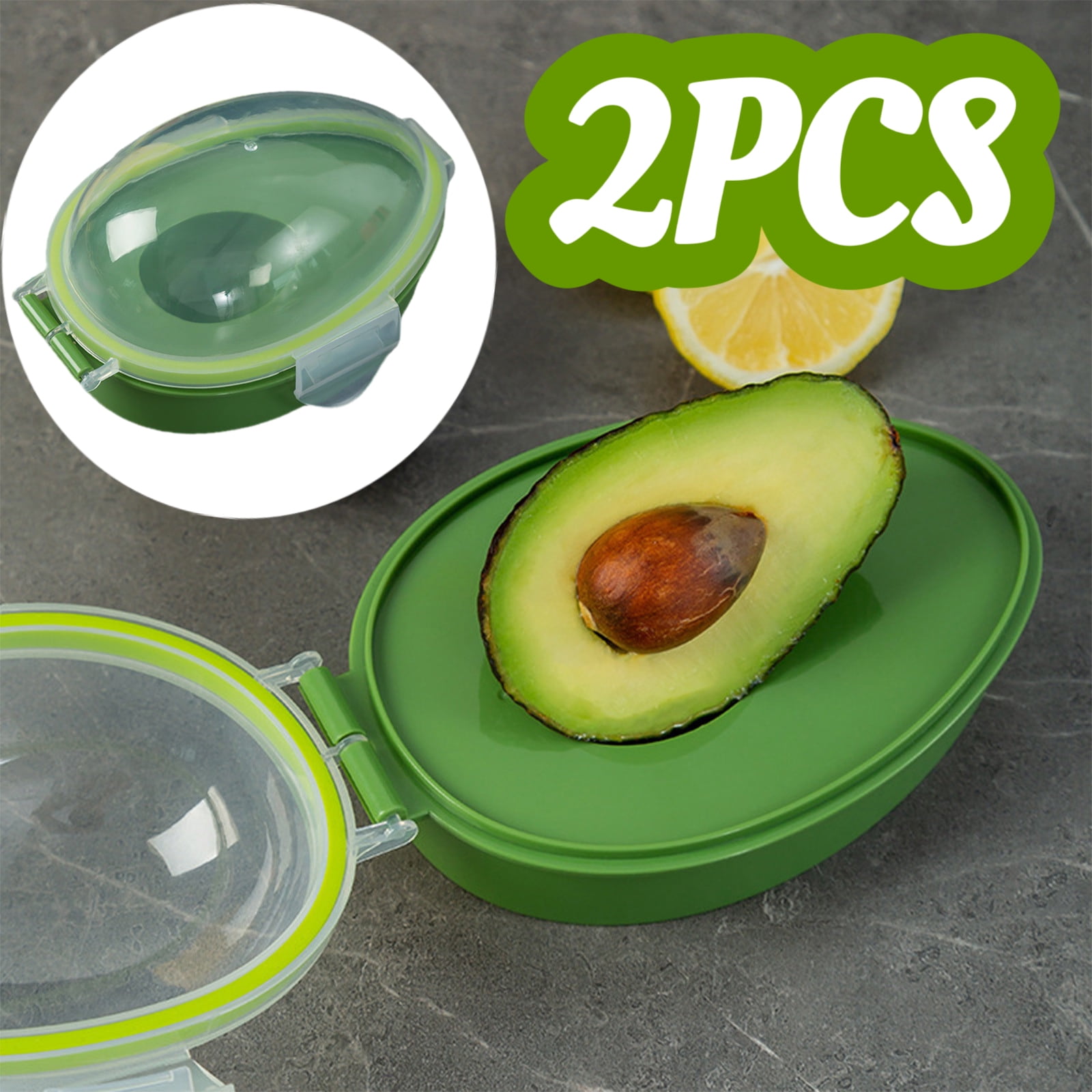 2 PCS Fresh Pod Avocado Storage Container with Clear Snap-On Lid, Keeps ...