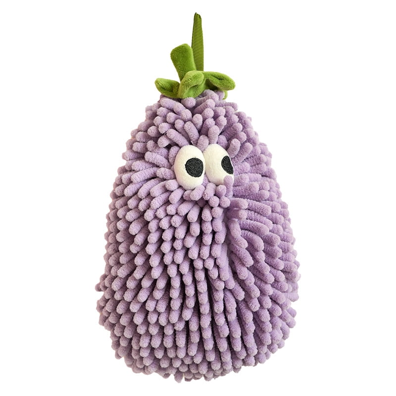 2 PCS Fruit Cartoon Hanging Towel, Thick Chenille Absorbent Hand Towel ...