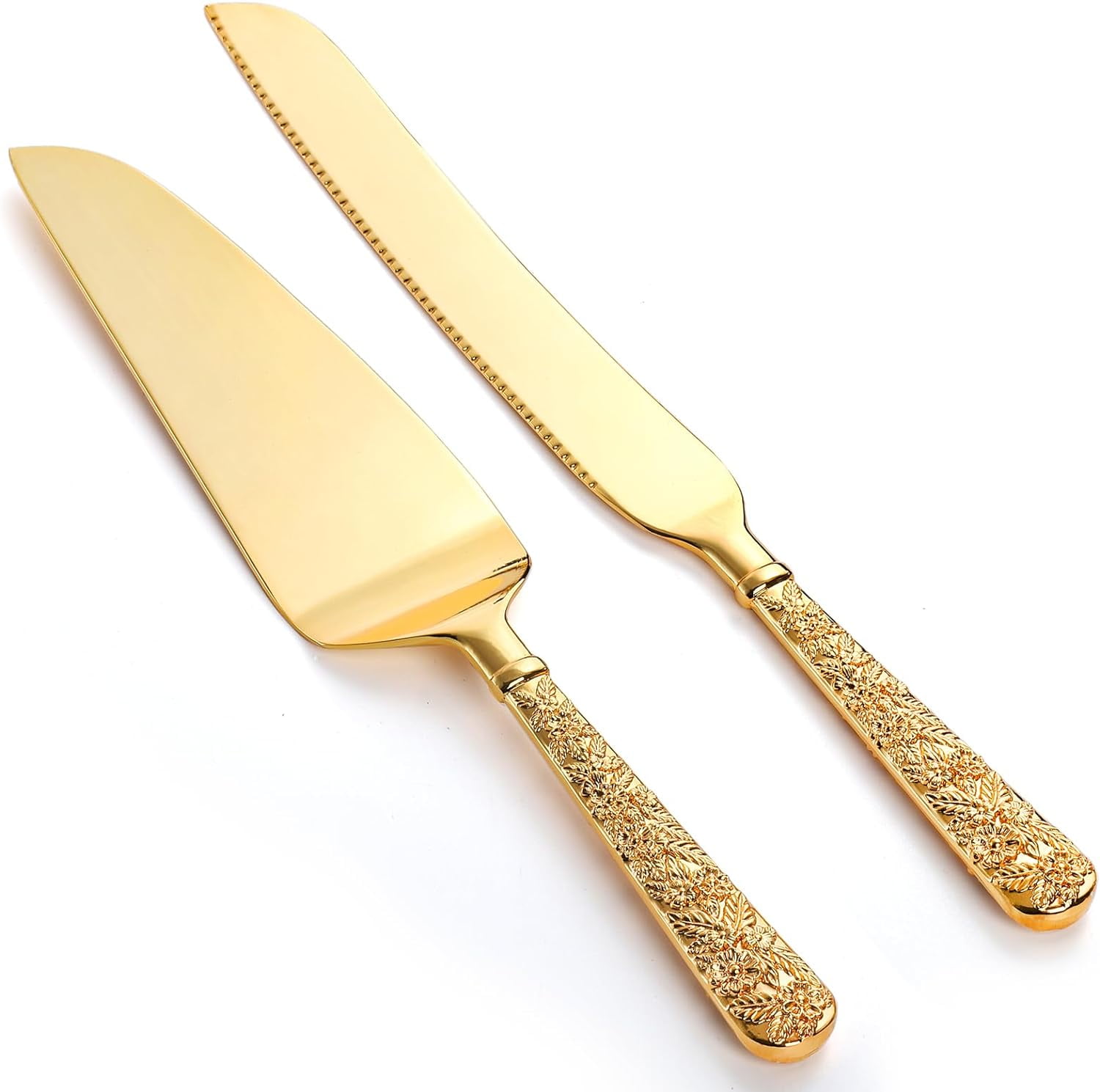 2 PCS Gold Cake Knife and Server Set, Wedding Cake Cutting Utensils ...